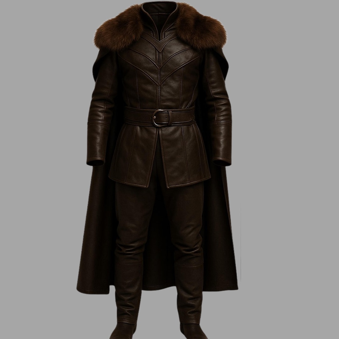 Warden of the Northern Realms, Medieval Leather Warrior Cloak With Fur ...