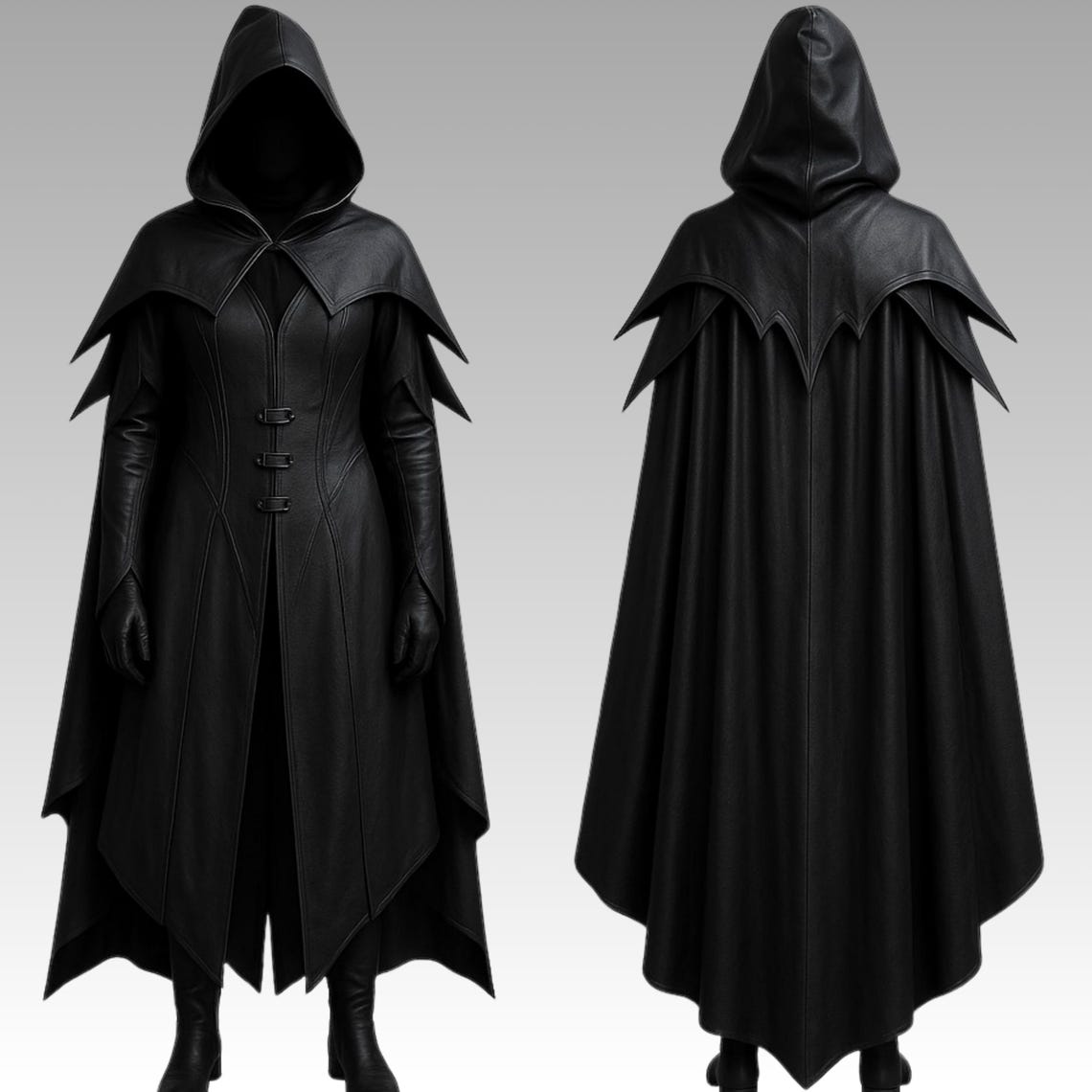 Dark Enchanter Leather Costume – Unisex Gothic Cloak & Robe for LARP ...