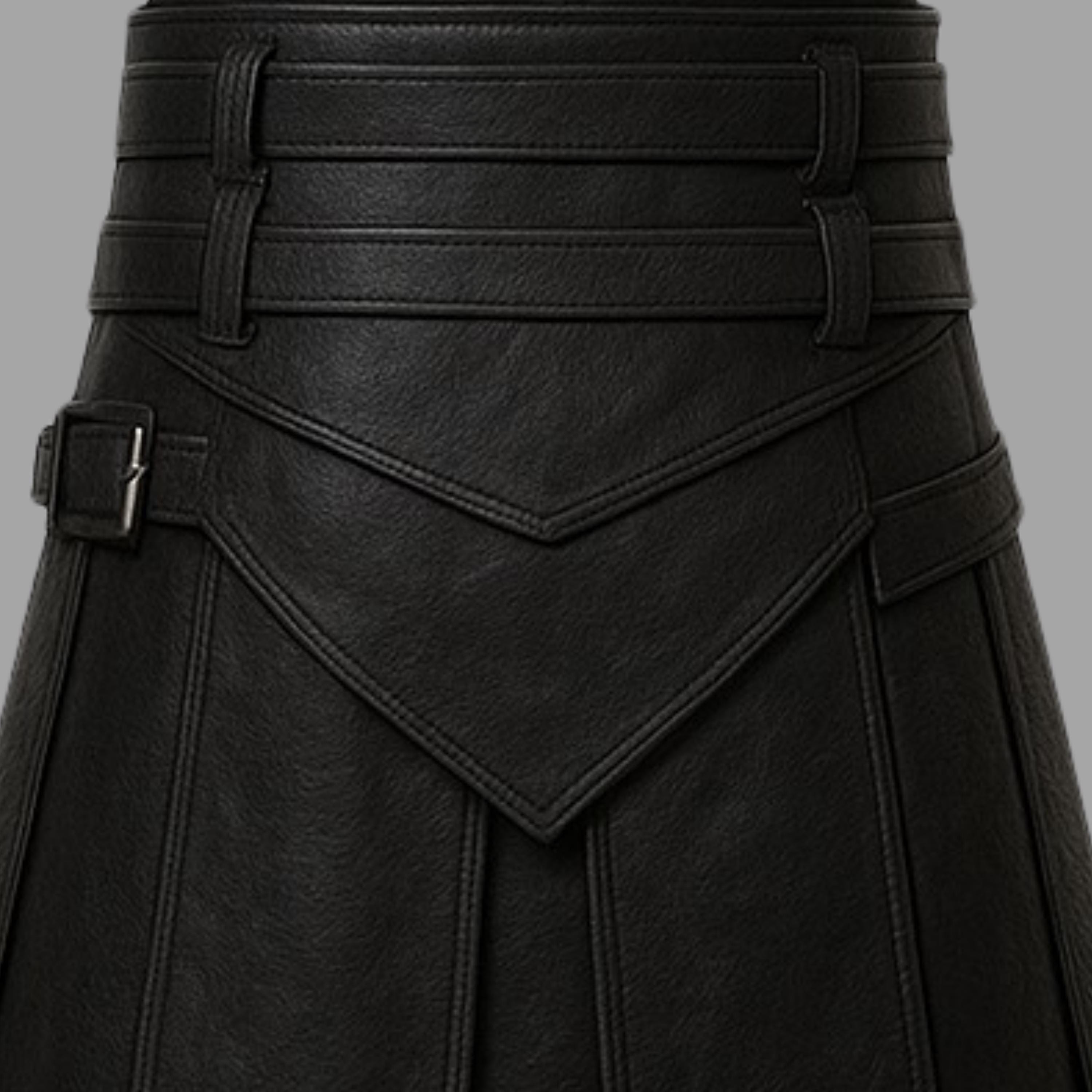 Unisex Black Leather Warrior Kilt, Battle Style Layered Kilt for LARP ...