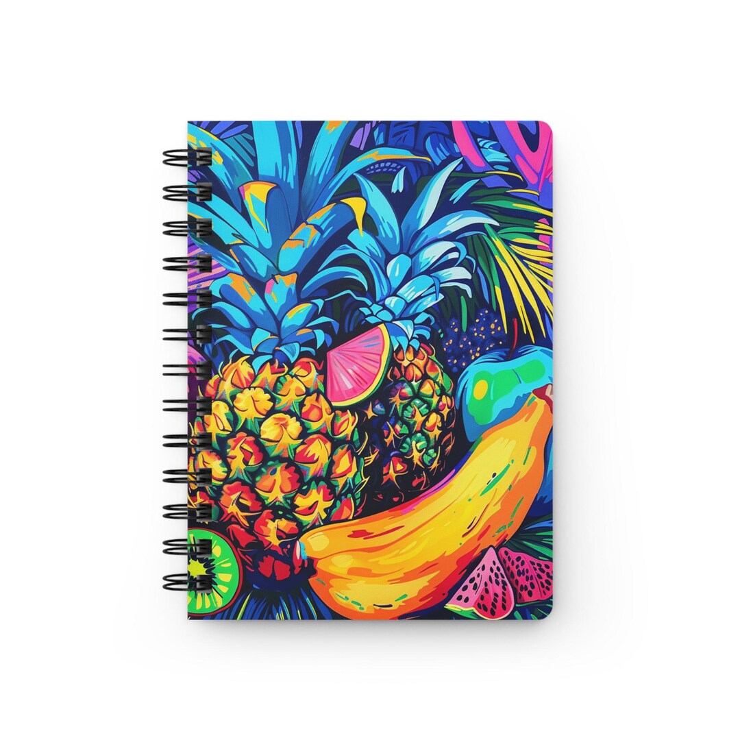 Tropical Fruit Spiral Bound Journal, 80s Vibes, Rainbow Diary Notebook ...