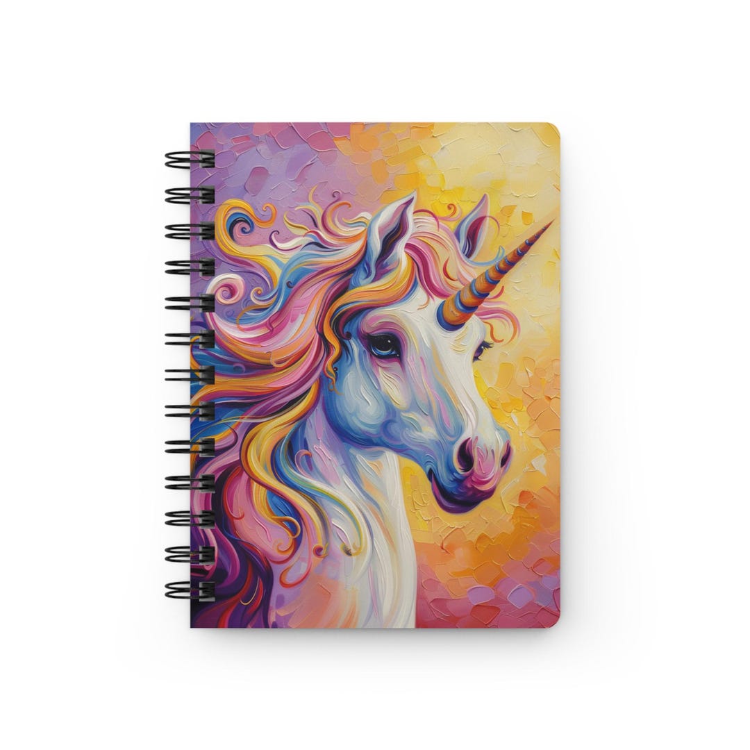 Rainbow Unicorn Spiral Bound Journal, Lisa Frank Style, 80s Diary ...