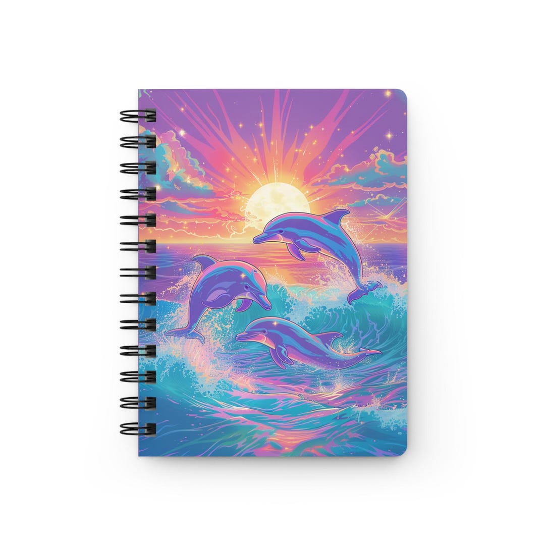 Rainbow Dolphins Spiral Bound Journal, Lisa Frank Style, 80s Vibes ...