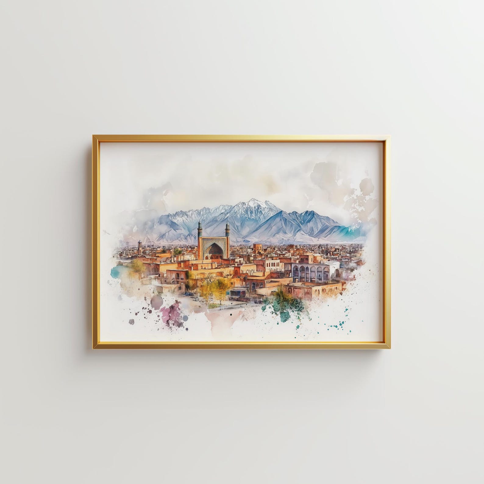 Isfahan City Painting Ancient Iran Watercolor Persian City Art Print ...