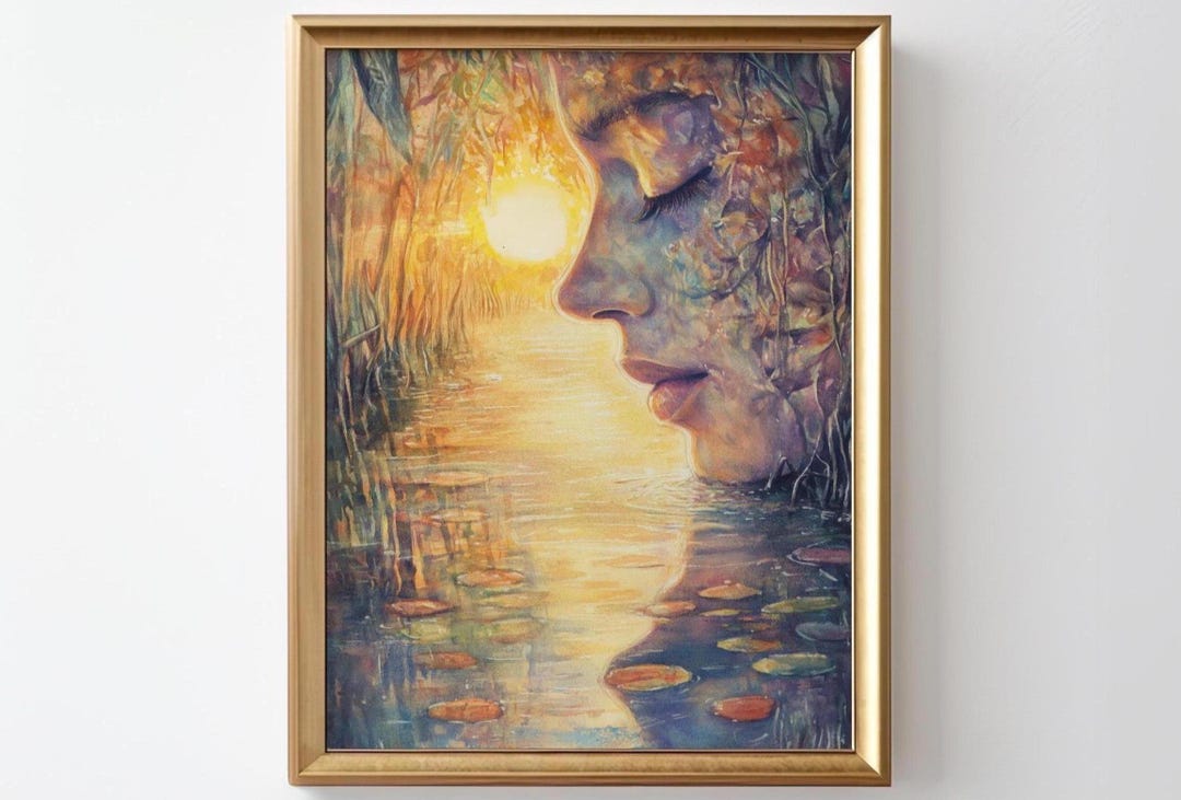 Abstract Woman Face Watercolor Painting Face Portrait Water Reflection ...