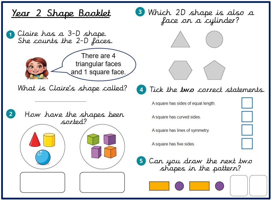 Year 2 Shape Classroom Activity Booklet - Etsy