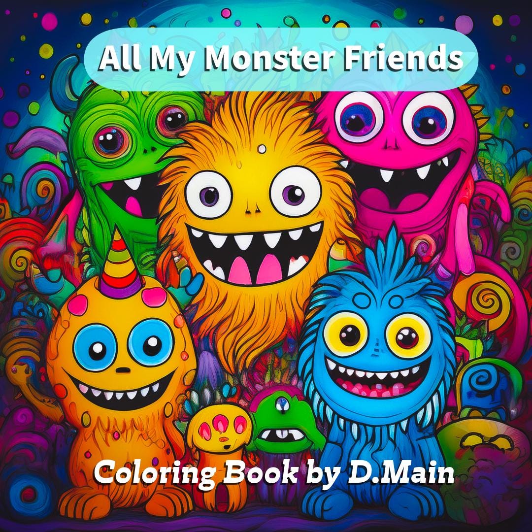 Instant Download PDF File "all My Monster Friends" Coloring Book for ...