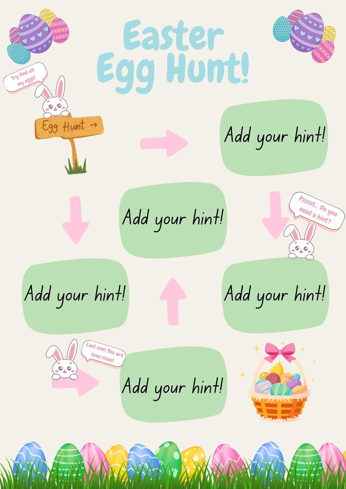 Easter Egg Scavenger Hunt Map With Hints! Downloadable Customizable ...