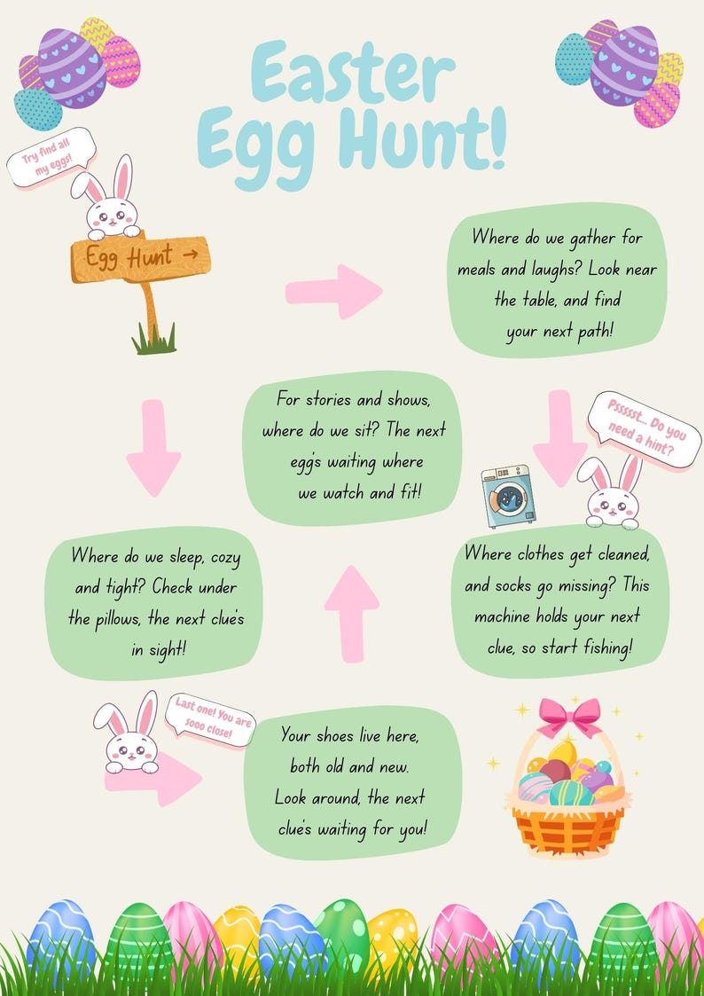 Easter Egg Scavenger Hunt Map With Hints! Downloadable Customizable ...