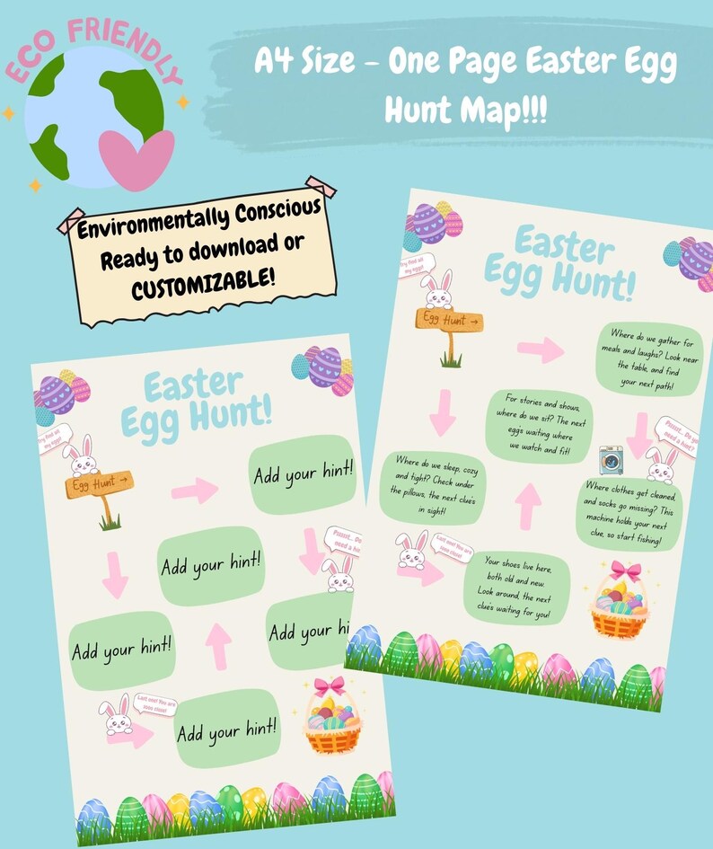 Easter Egg Scavenger Hunt Map With Hints! Downloadable Customizable ...