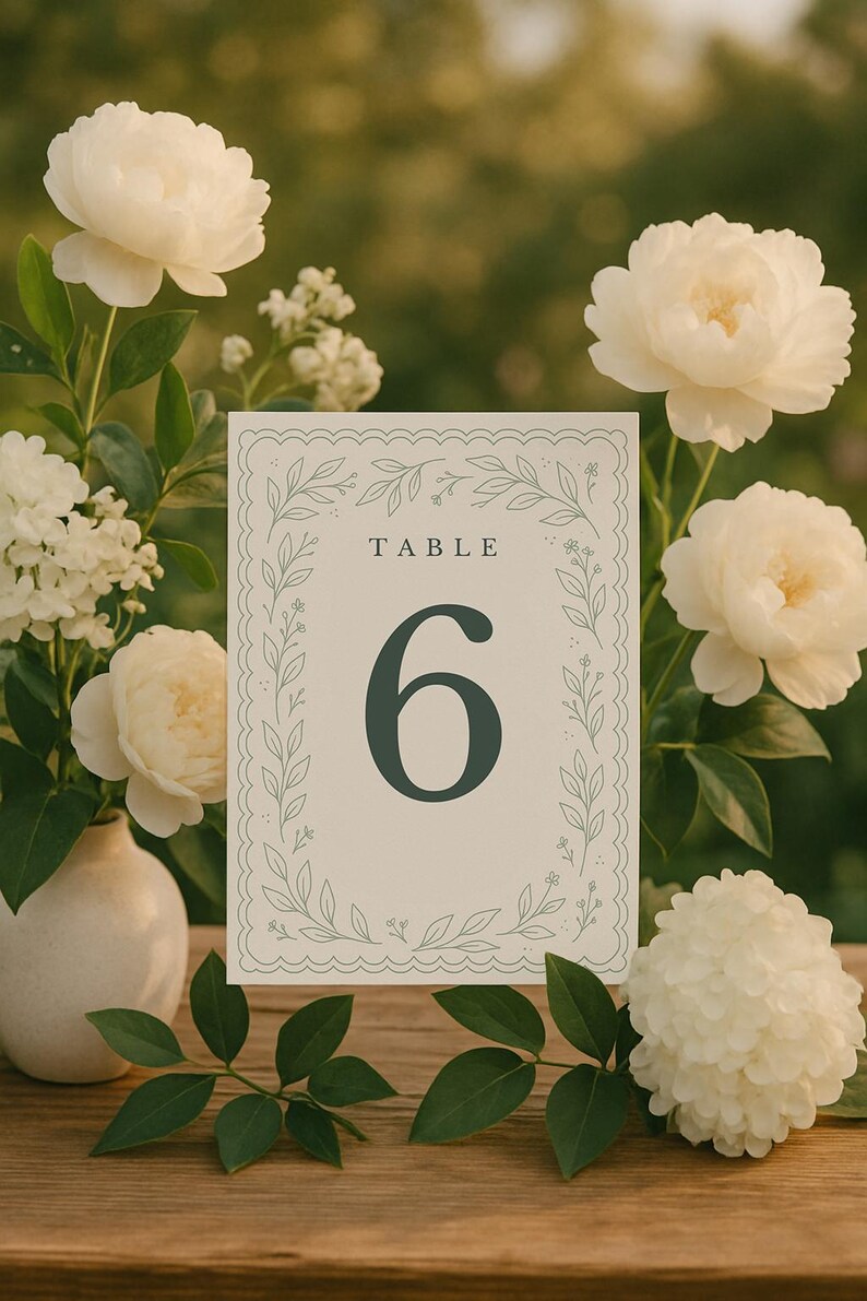 Table Number Sign Canva Template – Garden Party Printable | Editable ...