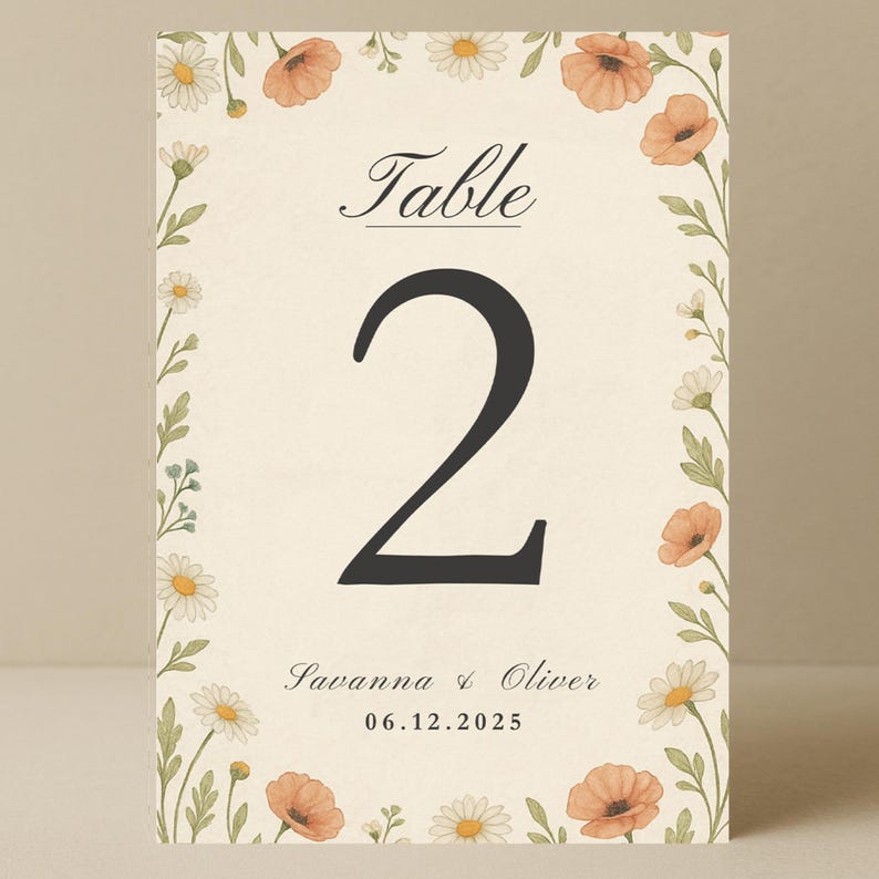 Editable Table Number Template | Botanical Wedding Table Sign | Floral ...