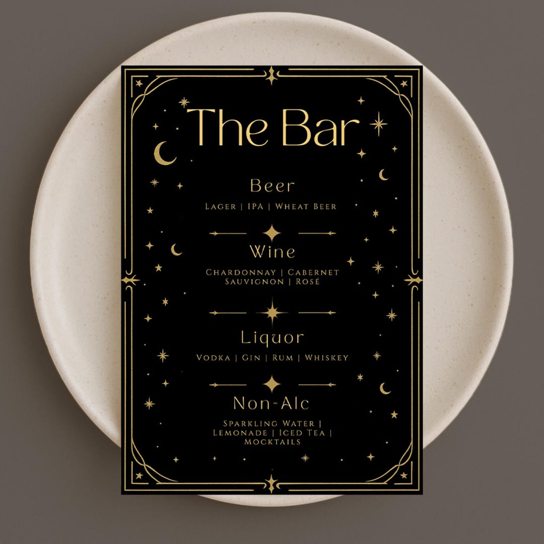 Celestial Bar Menu Template: Moon, Stars, Tarot Theme (A4/A5 Printable ...