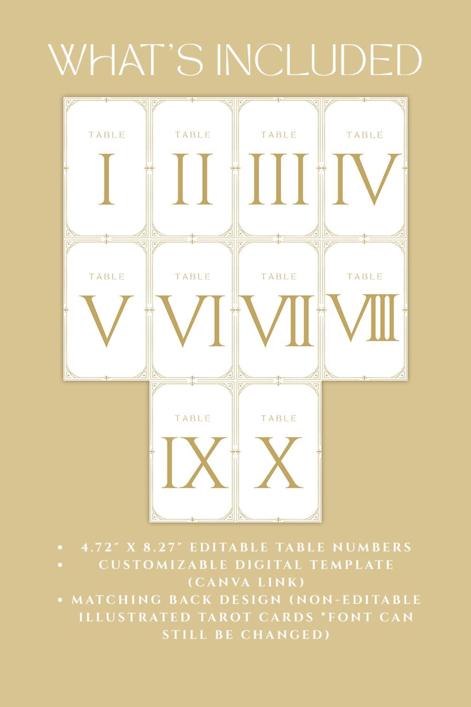 Celestial Tarot Table Numbers: Mystical Wedding Decor (canva Template ...