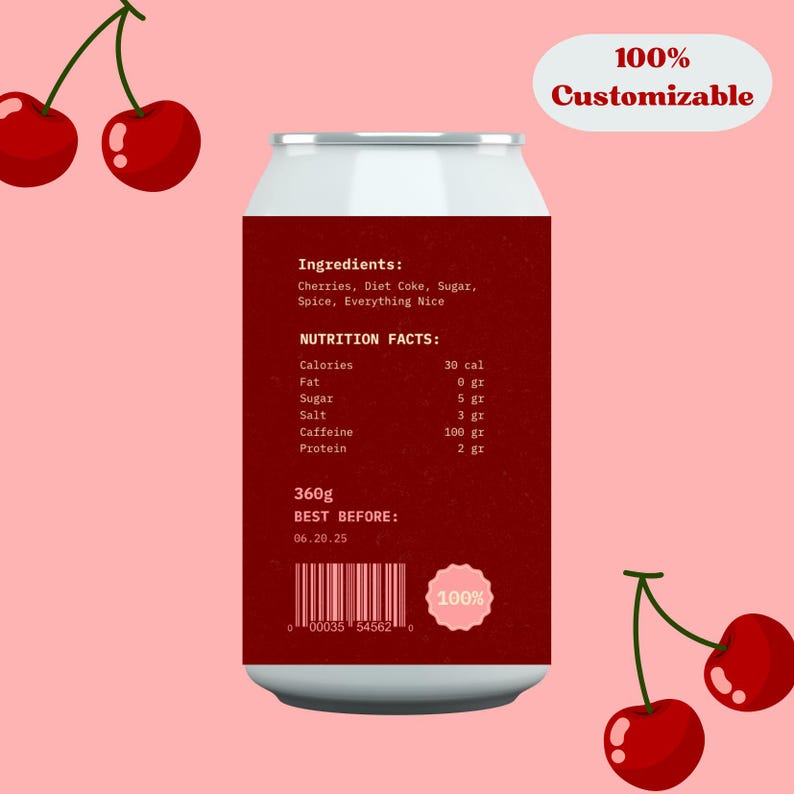 Custom Diet Coke 12oz Can Label - Etsy