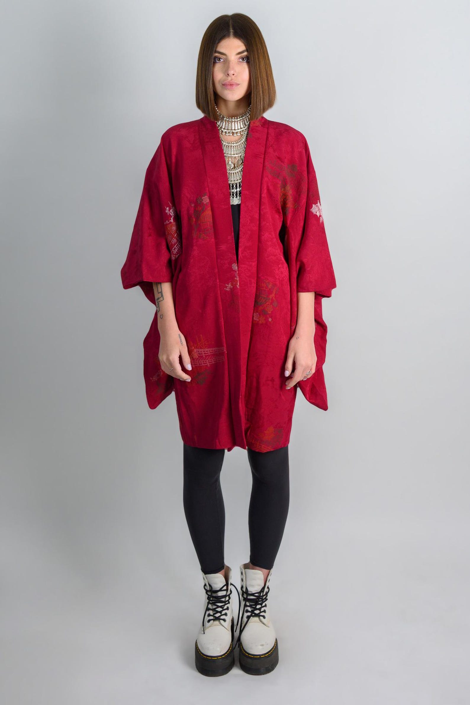 DRAGON FIRE Mystic|japanese Haori|red Kimono Jacket|boho Robe|festival ...