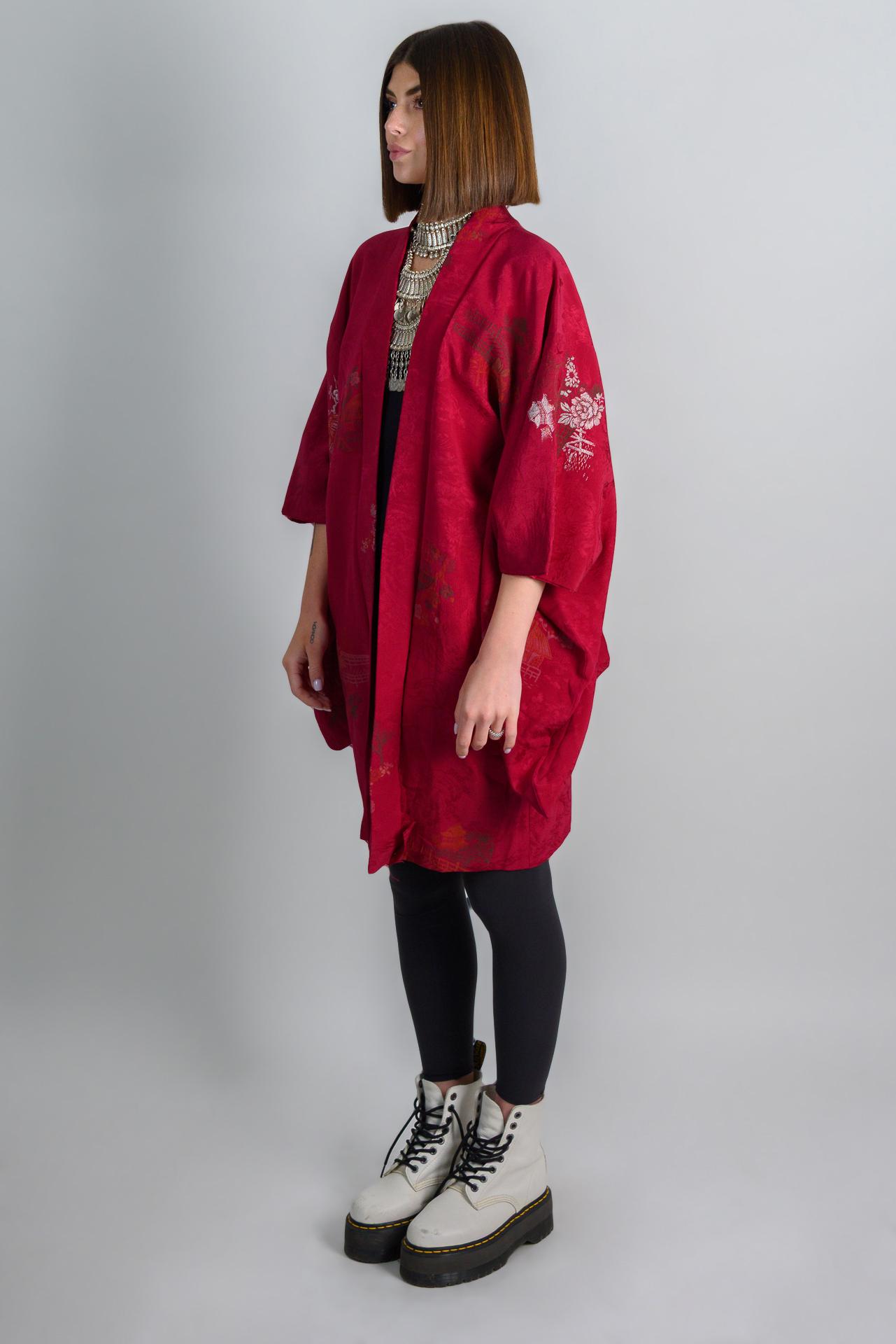 DRAGON FIRE Mystic|japanese Haori|red Kimono Jacket|boho Robe|festival ...
