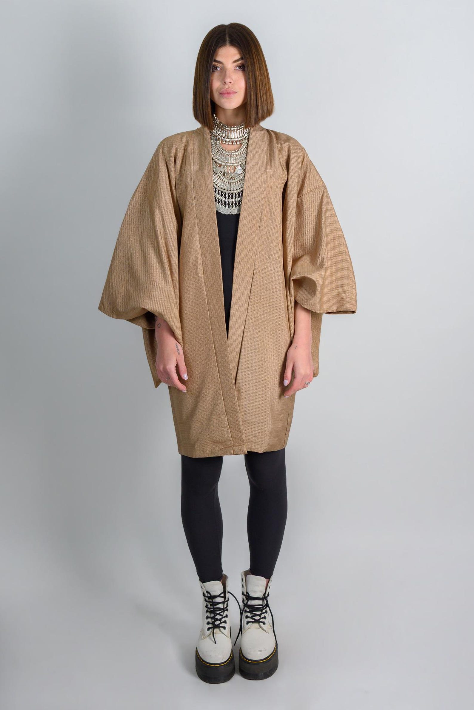 Champagne Gold Haori Kimono | Japanese Boho Jacket - Etsy