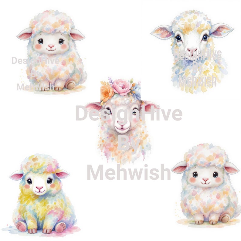 Watercolor Farm Animals Clipart Bundle | Kawaii Barn Illustrations (30 ...