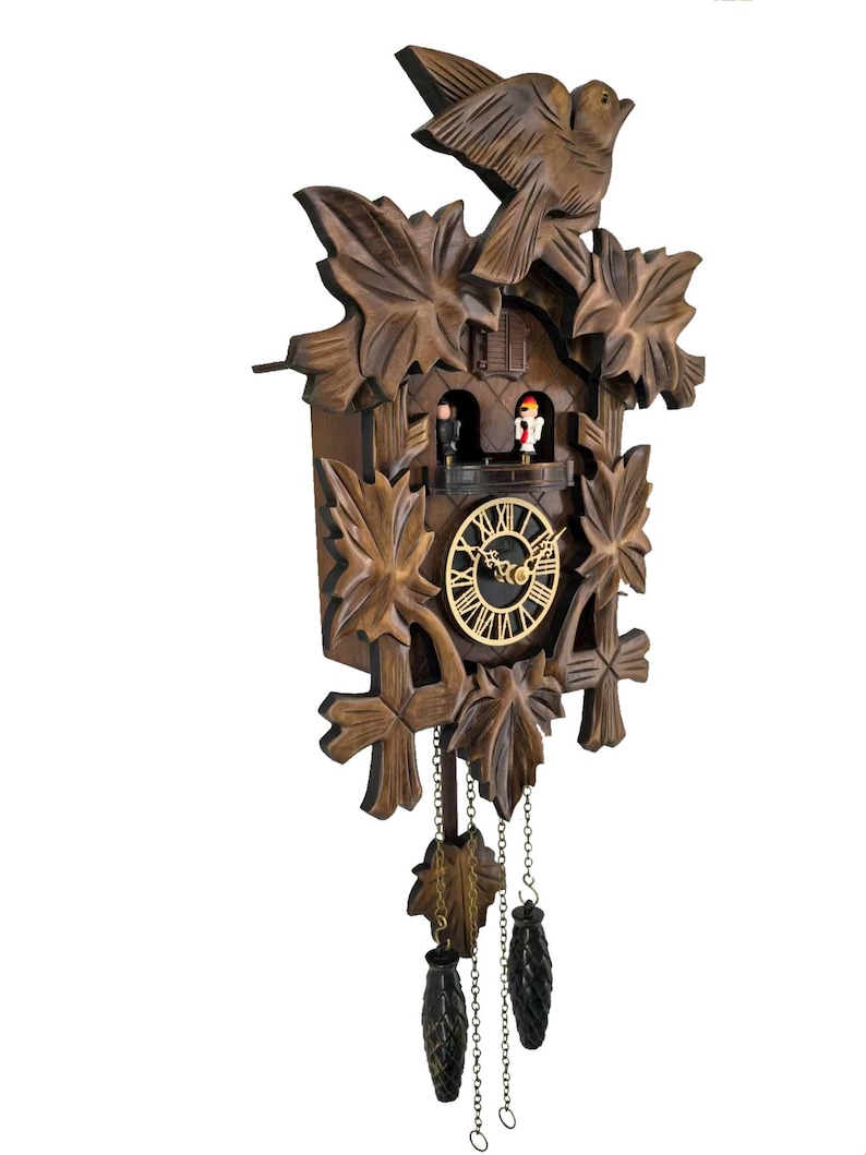 Handcrafted Black Forest Cuckoo Clock, Dancing Figurines, Quartz German ...