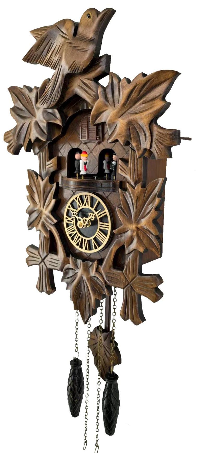 Handcrafted Black Forest Cuckoo Clock, Dancing Figurines, Quartz German ...