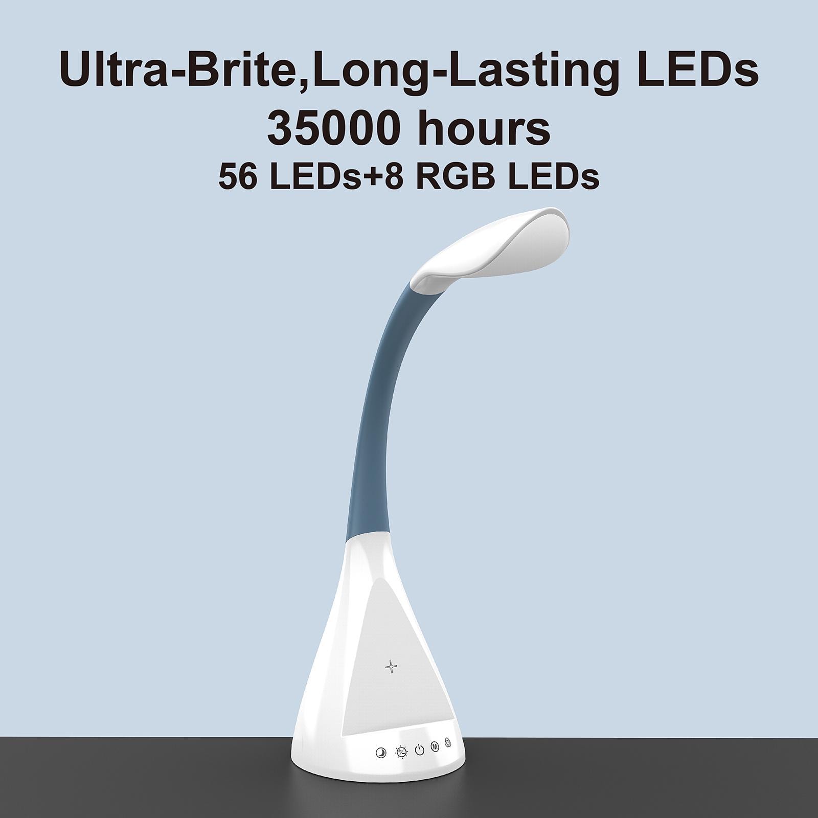 Dimmable LED Desk Lamp With Wireless Charger, Adjustable Gooseneck - Etsy