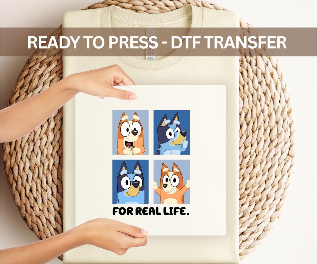 For Real Life DTF – Bluey & Bingo Cartoon Print - Etsy