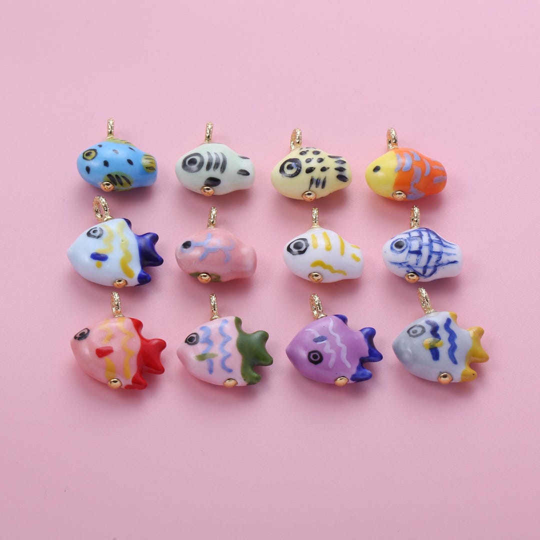 Colorful Ceramic Fish Charms,ocean Lnspiration Handmade Painting ...