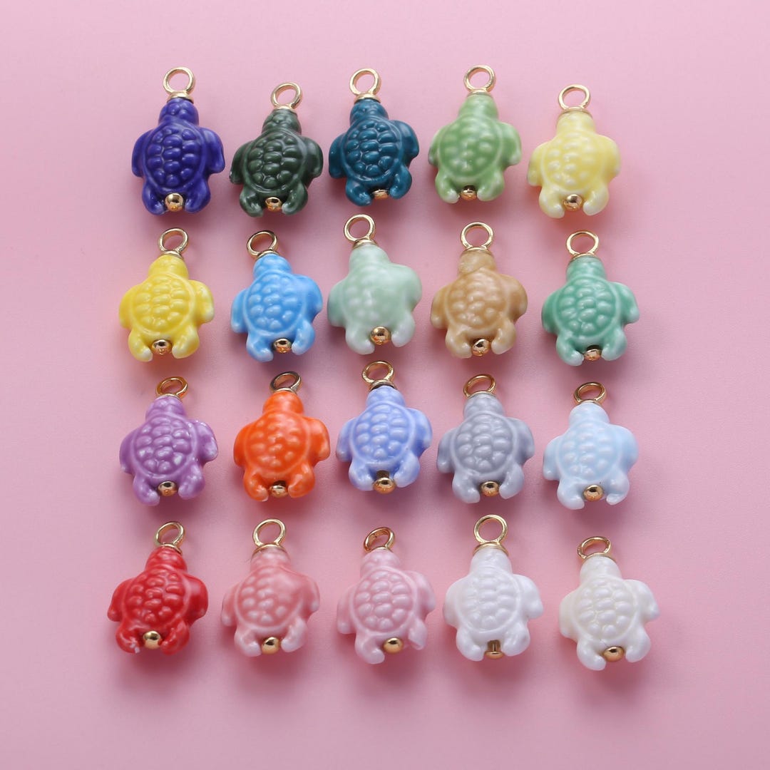 Colorful Ceramic Turtle Charms,cute Ocean Animal Ceramic Porcelain ...