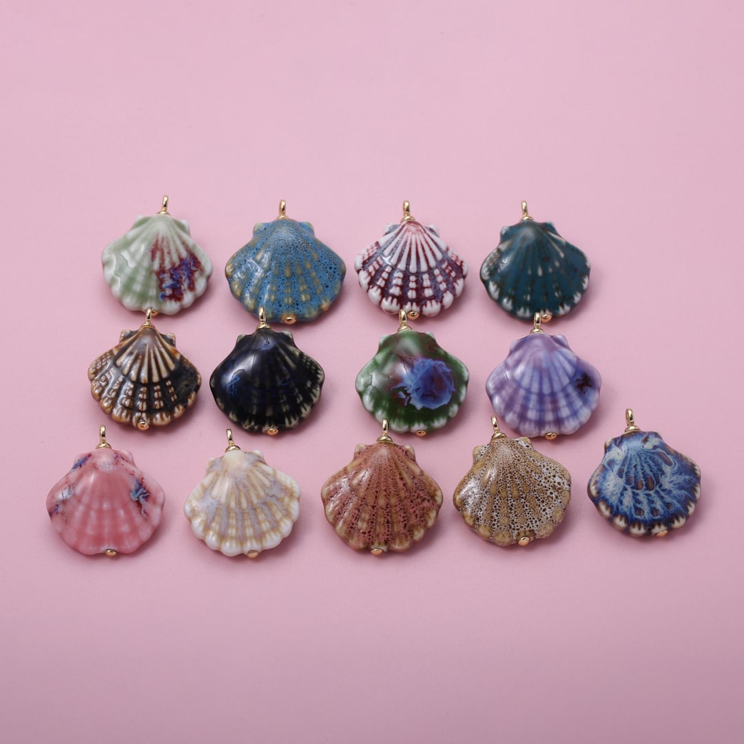 Colorful Ceramic Shell Charms,handmade High Temperature Dream Color ...