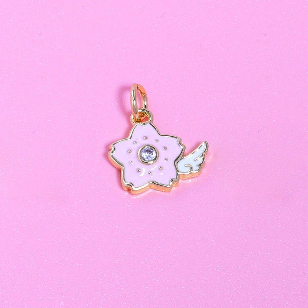 Plum Flower Pendant,angel Wings Charms,18k Gold Filled Enamel Plum ...