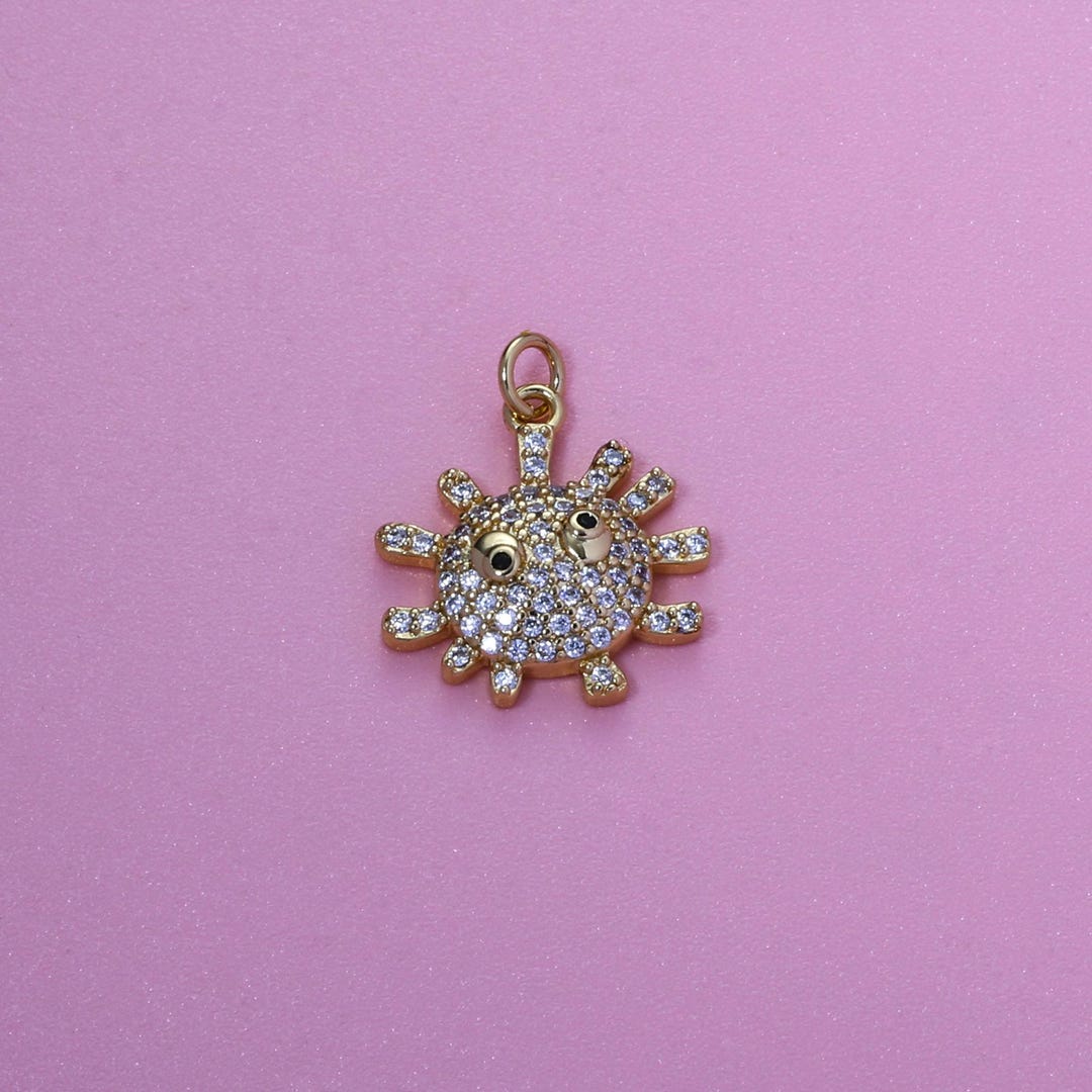 Cartoon Bacteria Viruses Charm,18k Gold Filled CZ Bacteria Viruses ...
