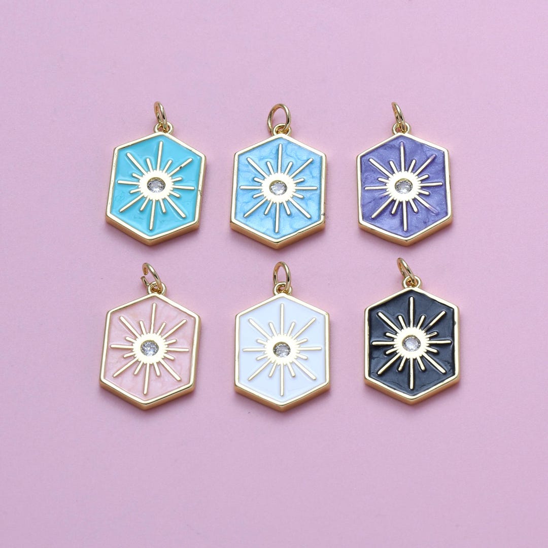 Starlight Charms,18k Gold Filled Enamel Zircon Starlight Hangtag Charms ...