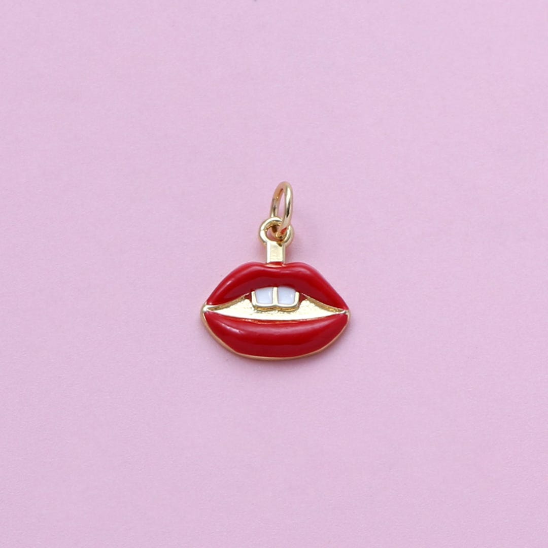 Lips Pendant,18k Gold Filled Enamel Love Lips Charms,love Lips Kiss of ...