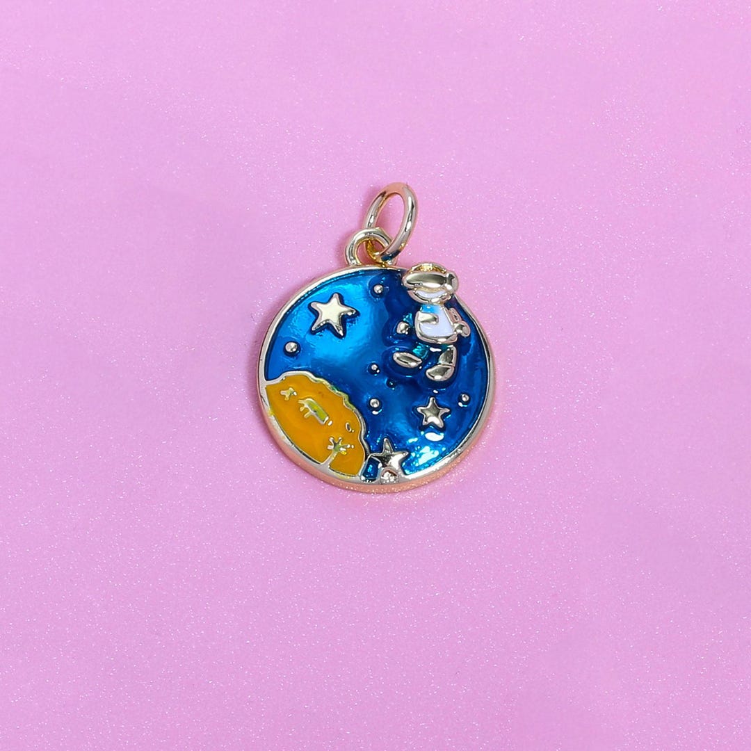Travel in Space Charms,18k Gold Filled Enamel Space Charms,aerospace ...