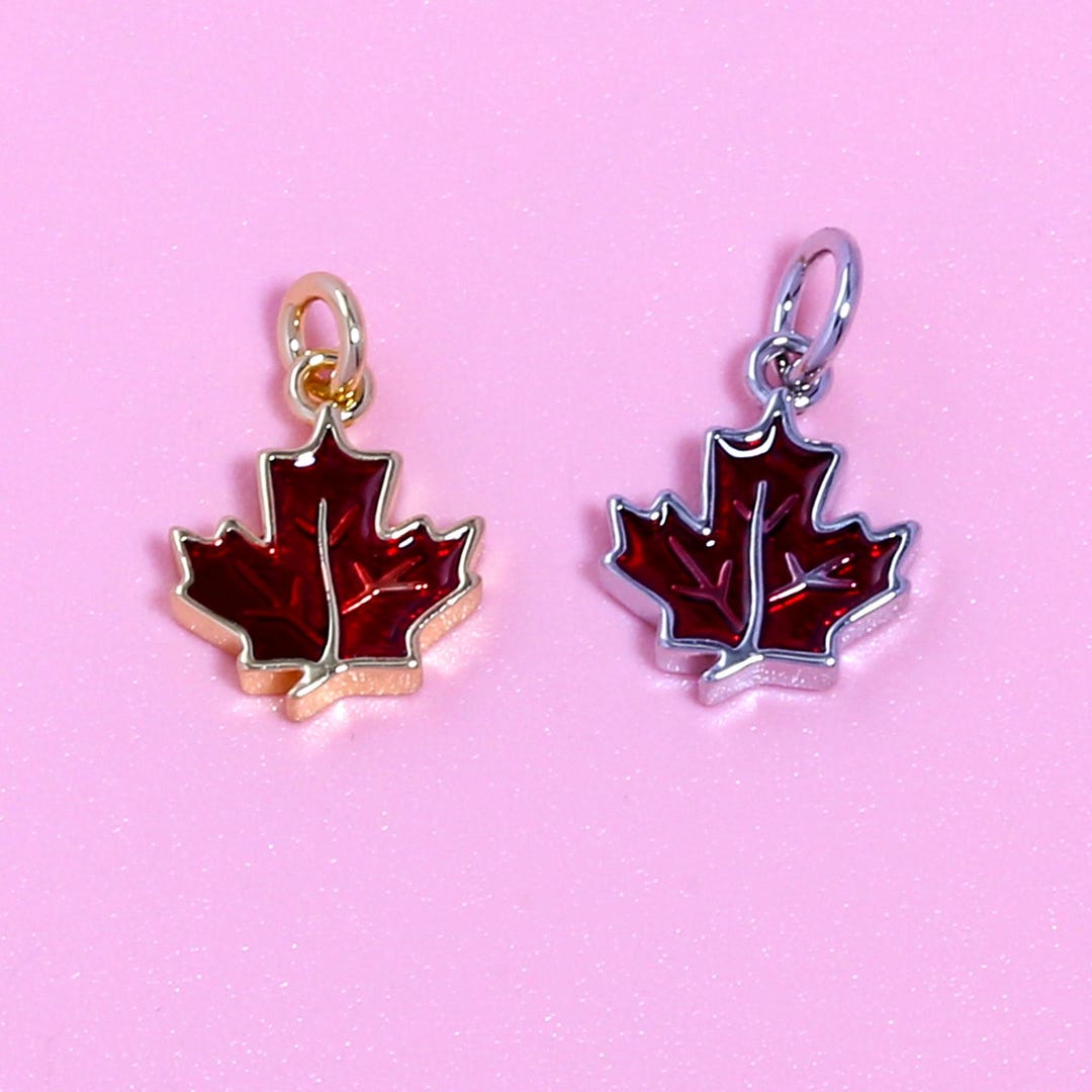 Maple Leaf Pendant,18k Gold Filled Enamel Maple Leaf Charms,simplicity ...