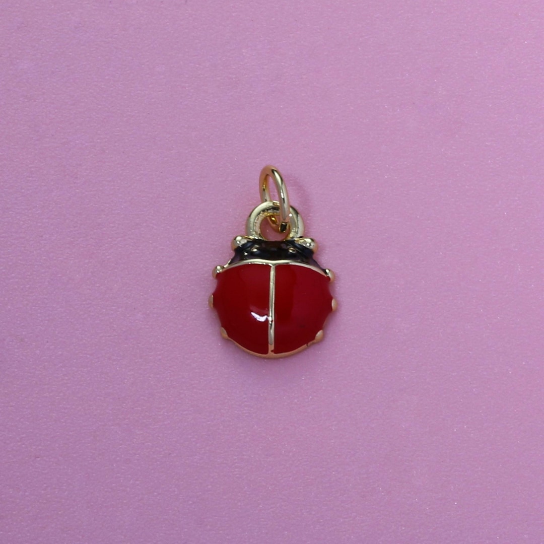 Ladybug Charms,18k Gold Filled Ren Enamel Ladybug Charms,cute Small ...