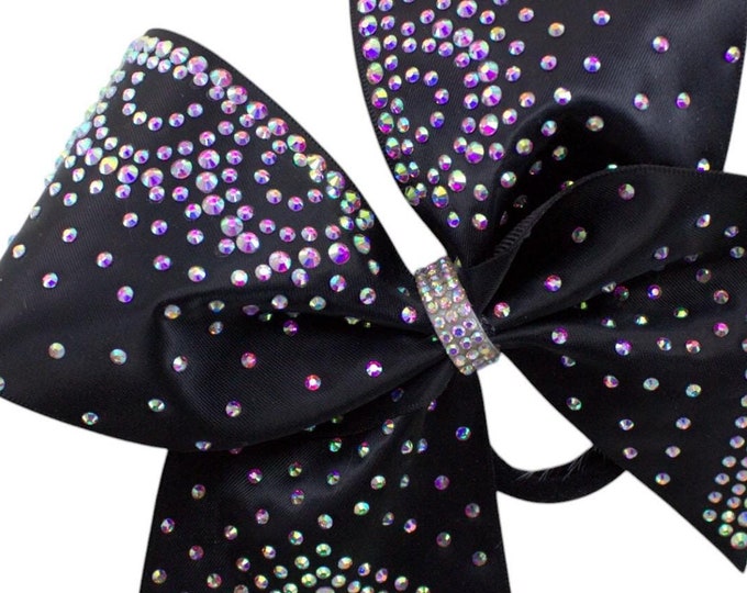 1pc Cheer Bow Black Satin Cheer Bow Black Cheer Bow Black Rhinestone ...