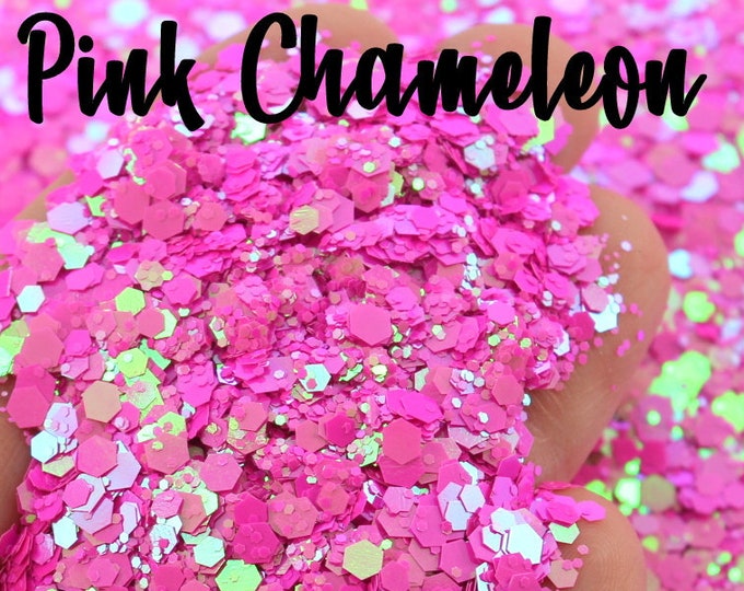 1oz Chunky Glitter, Chameleon Glitter, Hot Pink Glitter, Chunky Pink ...