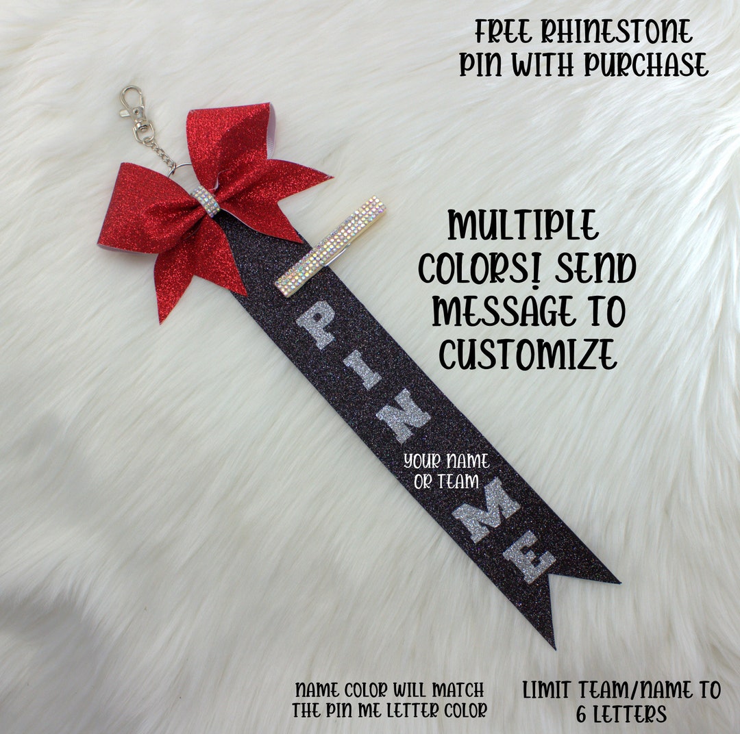 1 Pin Me Ribbon Competition Cheer Pin Me Glitter Pin Me Ribbon - Etsy