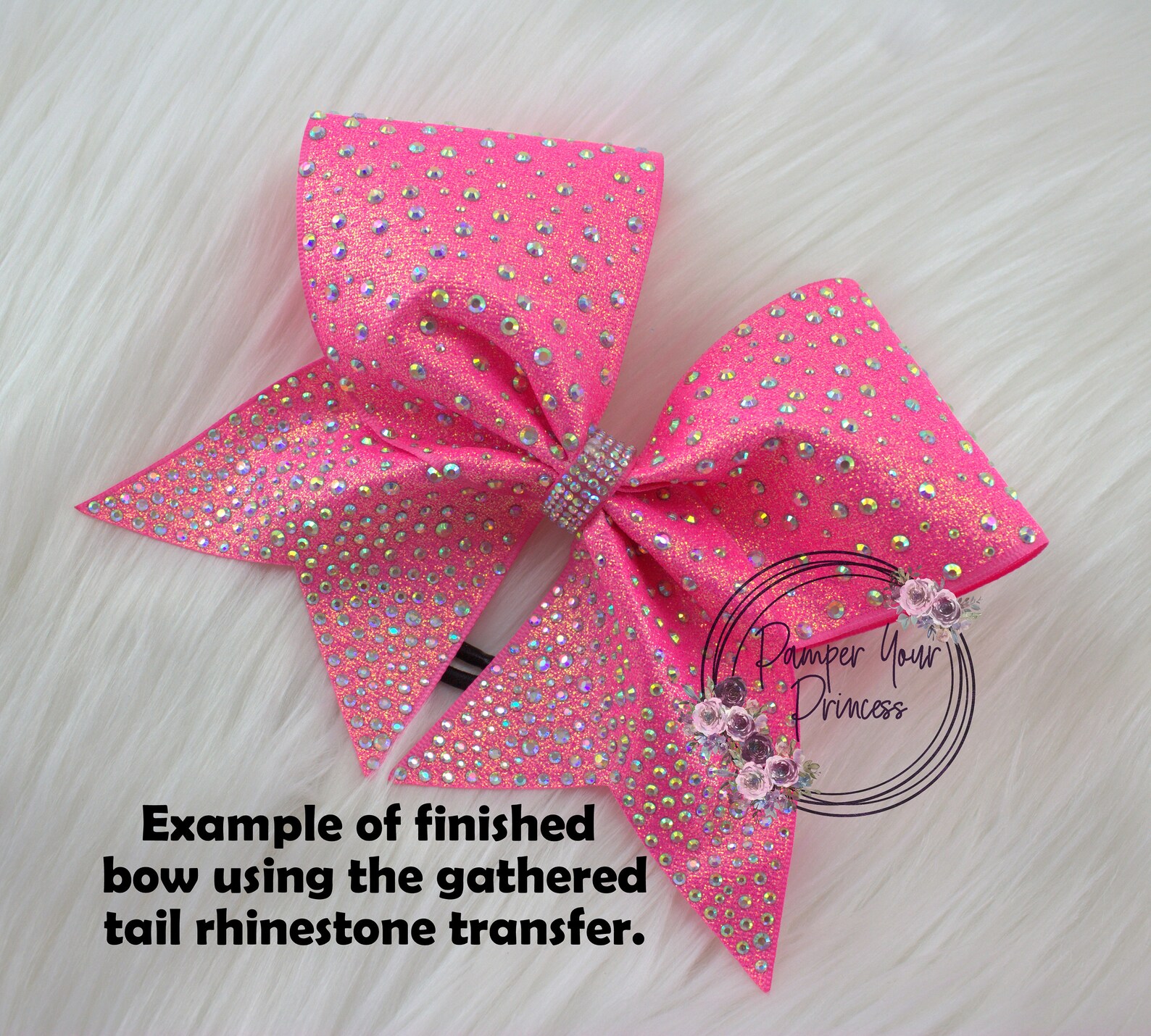 Ready to Press Rhinestone Transfer for Cheer Bows 13"x3" Transfer Only ...