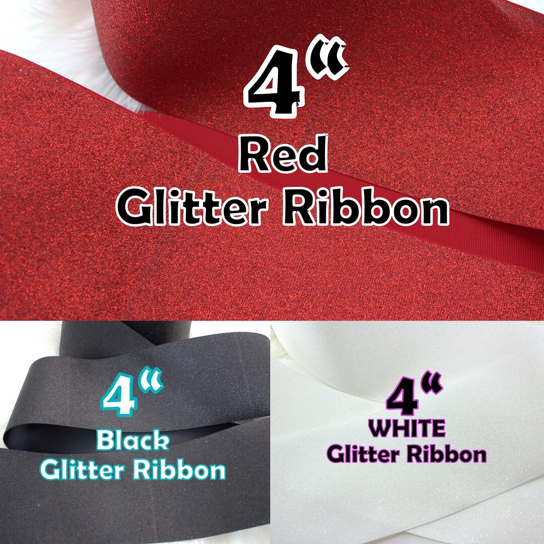 3yd 4 Glitter Ribbon, Cheer Bow Ribbon, Sparkly Glitter Ribbon ...