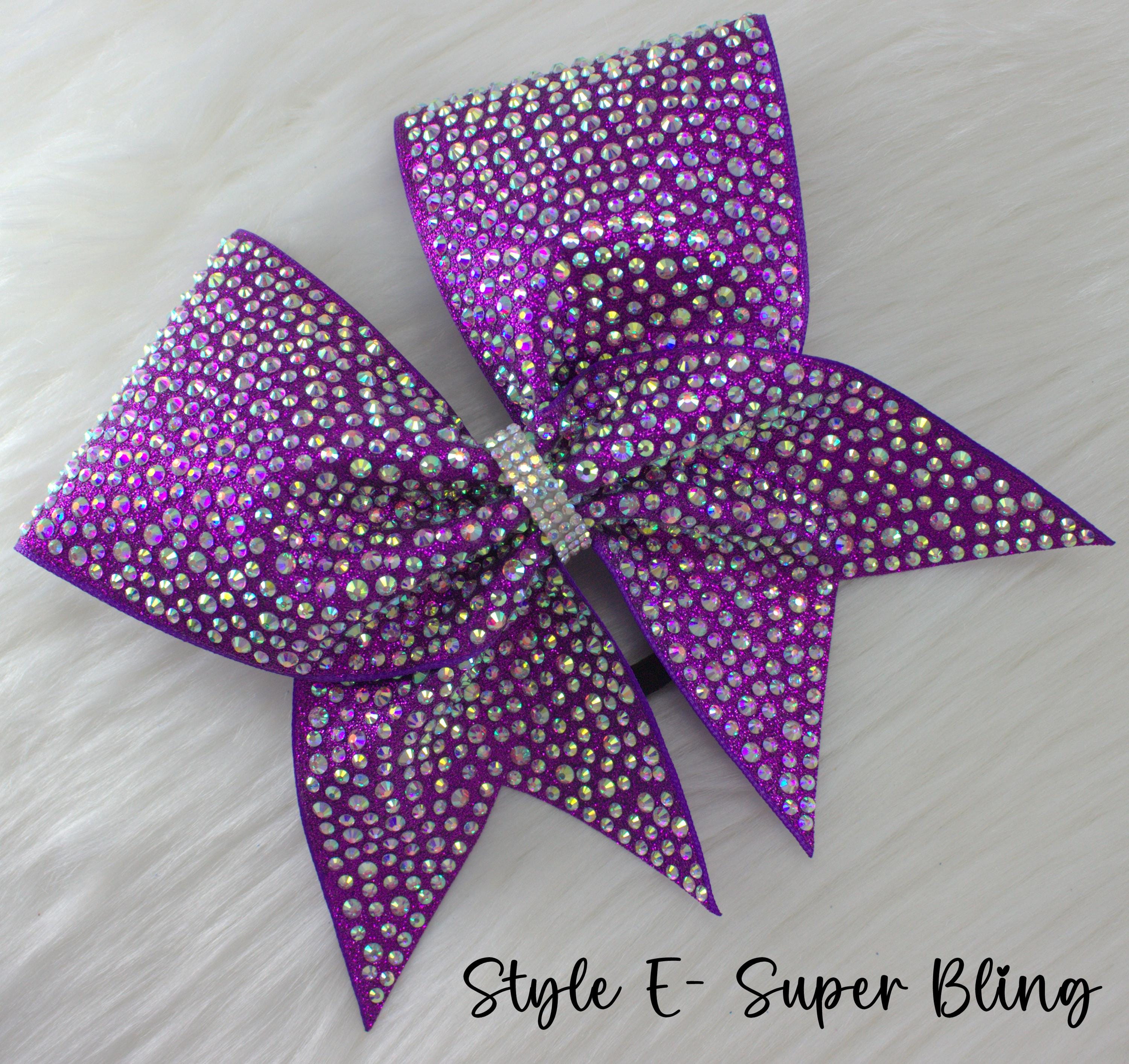 1pc Neon Yellow Cheer Bow, Full Glitter Ribbon With Rhinestones, Hair ...