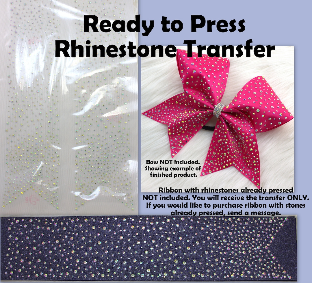 Ready to Press Rhinestone Transfer for Cheer Bows 13"x3" Transfer Only ...