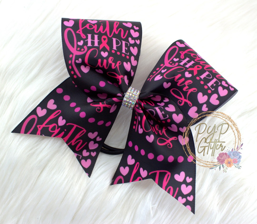 1pc Cheer Bow Breast Cancer Awareness Bow Hairbow BC Ribbon Bow CANCER ...