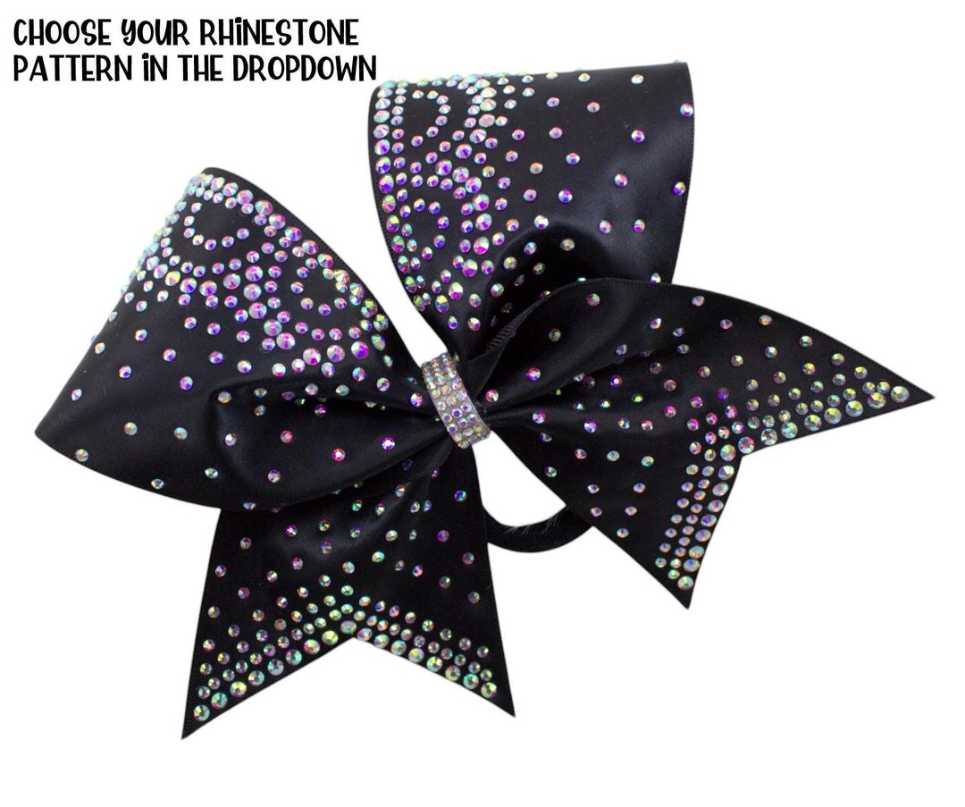 1pc Cheer Bow Black Satin Cheer Bow Black Cheer Bow Black Rhinestone ...