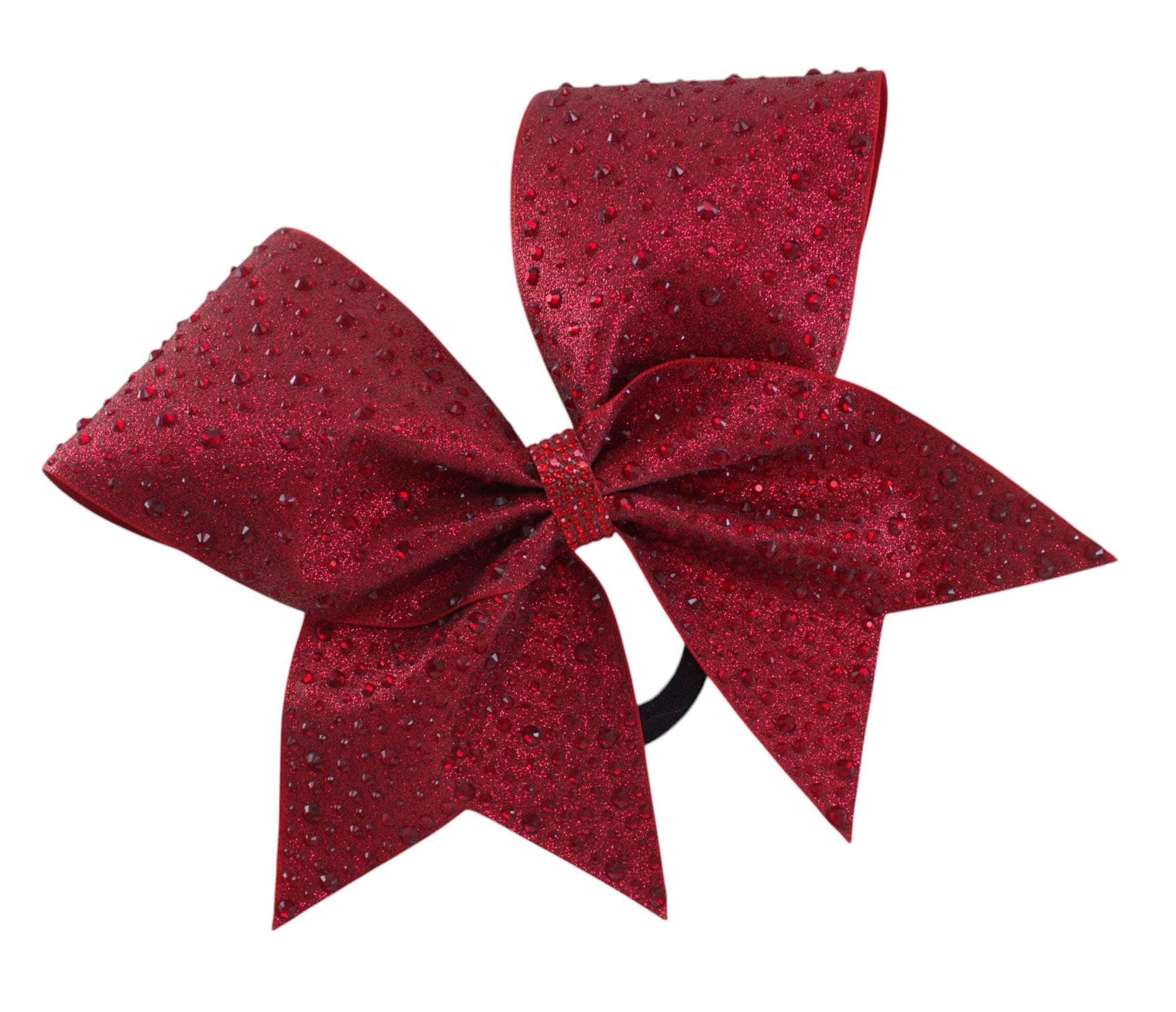 1pc Deep Red Cheer Bow, Full Glitter Ribbon With Rhinestones, Red ...