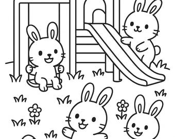 Kawaii Easter Coloring Page | Printable for Kids - Etsy