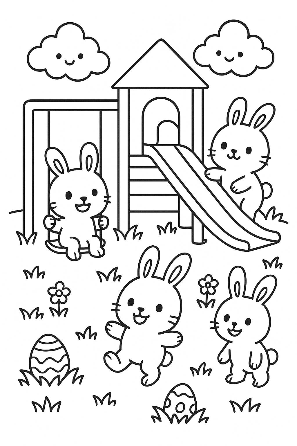 Easter Kawaii Coloring Page | Printable for Kids - Etsy