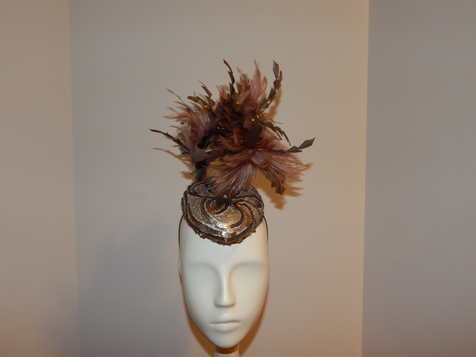 Bronze and Gun Metal Sequined Tear-drop Fascinator With - Etsy