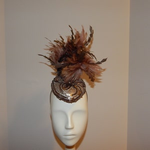 Bronze and Gun Metal Sequined Tear-drop Fascinator With Two-toned ...